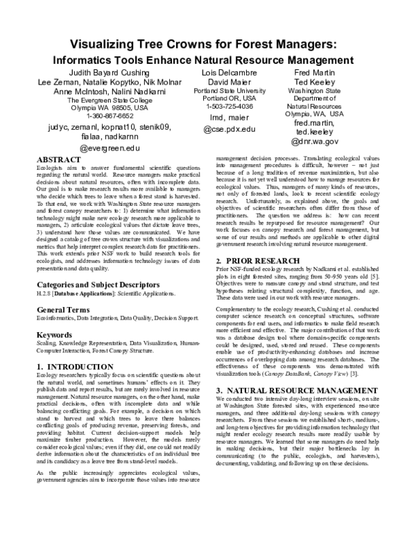 (PDF) Visualizing tree crowns for forest managers: informatics tools ...
