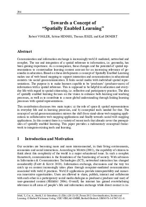 (PDF) Towards a Concept of “Spatially Enabled Learning”