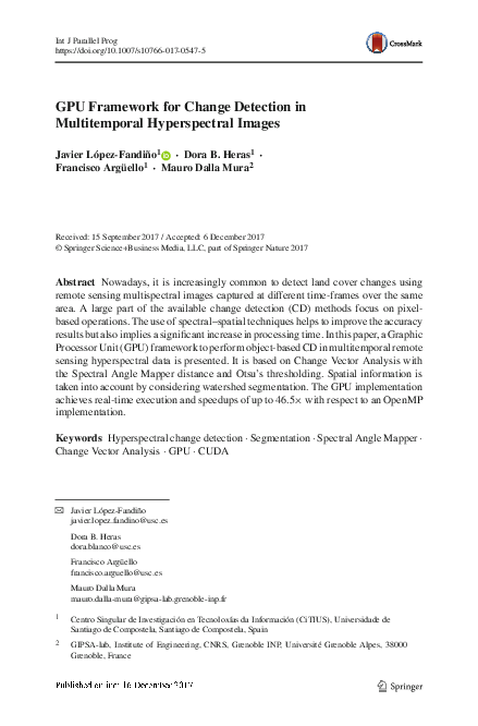 (PDF) GPU Framework for Change Detection in Multitemporal Hyperspectral Images