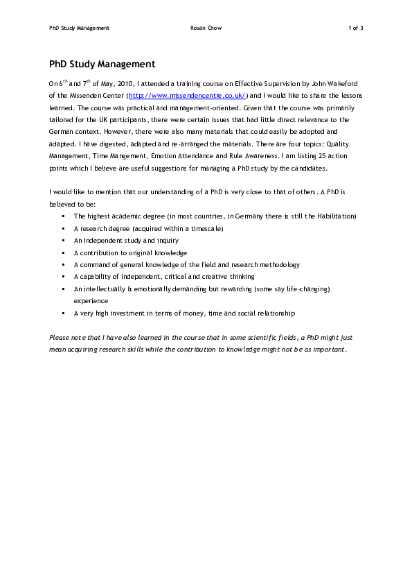 (PDF) PhD Study Management