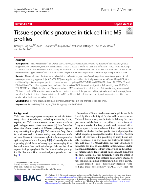 (PDF) Tissue-specific signatures in tick cell line MS profiles ...