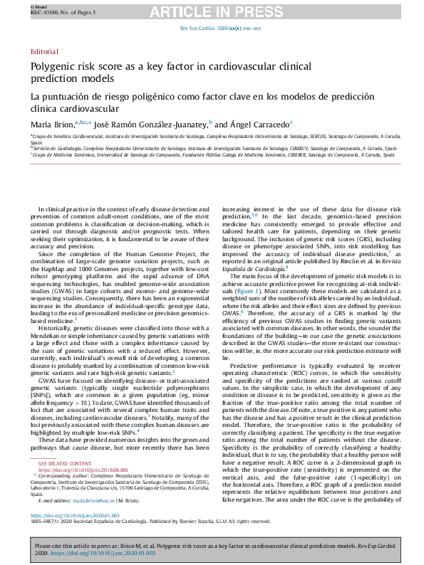 (PDF) Polygenic risk score as a key factor in cardiovascular clinical ... (PDF) Polygenic risk score as a key factor in cardiovascular clinical ...
