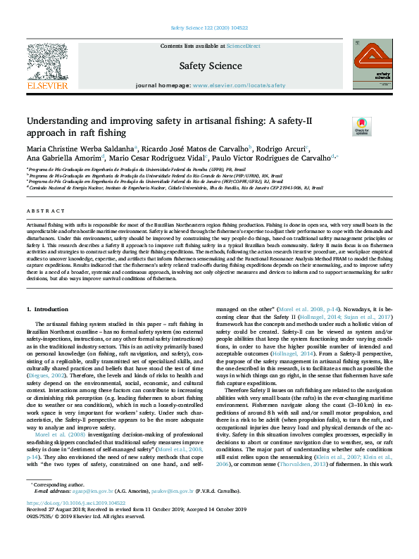 (PDF) Understanding and improving safety in artisanal fishing: A safety ...