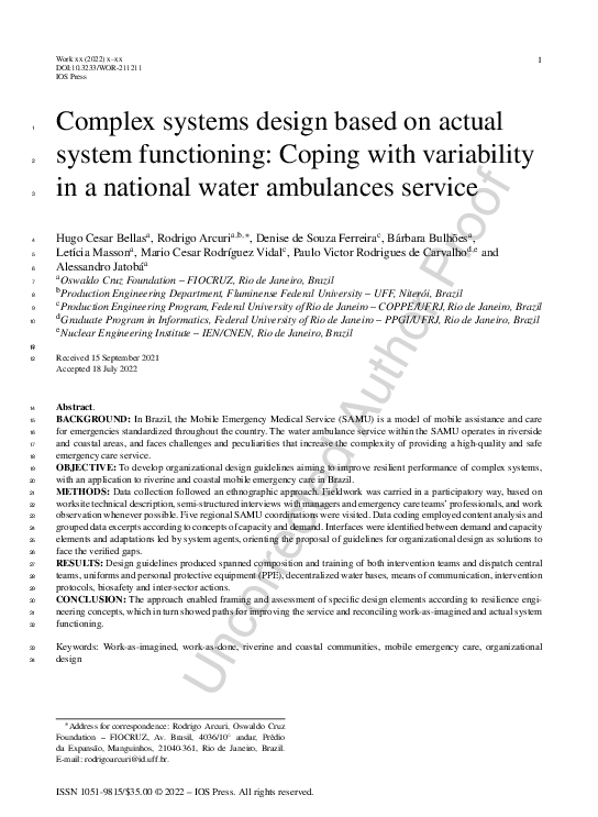 (PDF) Complex systems design based on actual system functioning: Coping with variability in a ...