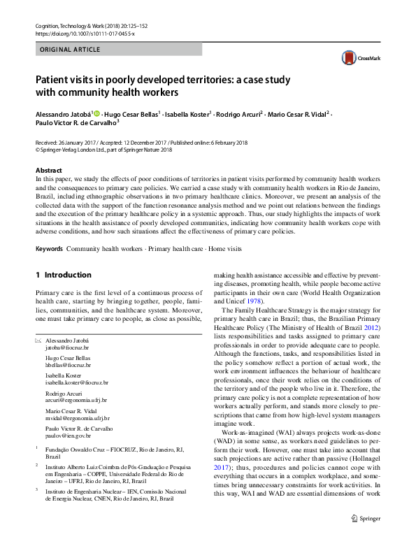 (PDF) Patient visits in poorly developed territories: a case study with ...