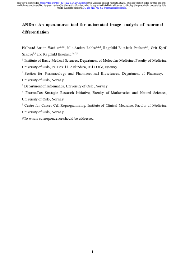 (PDF) ANDA: An open-source tool for automated image analysis of neuronal differentiation