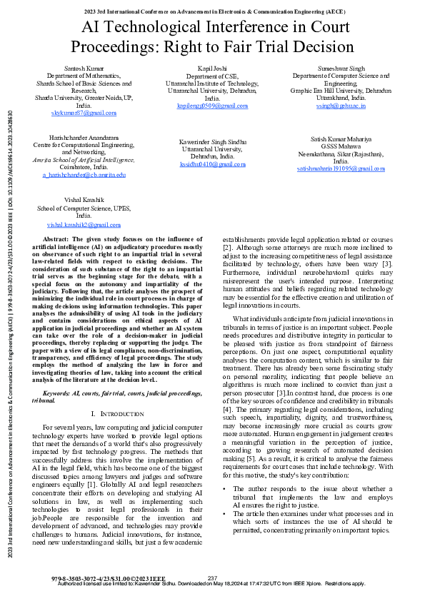 (PDF) AI Technological Interference in Court Proceedings: Right to Fair ...