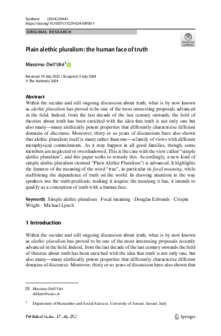 Plain alethic pluralism: the human face of truth