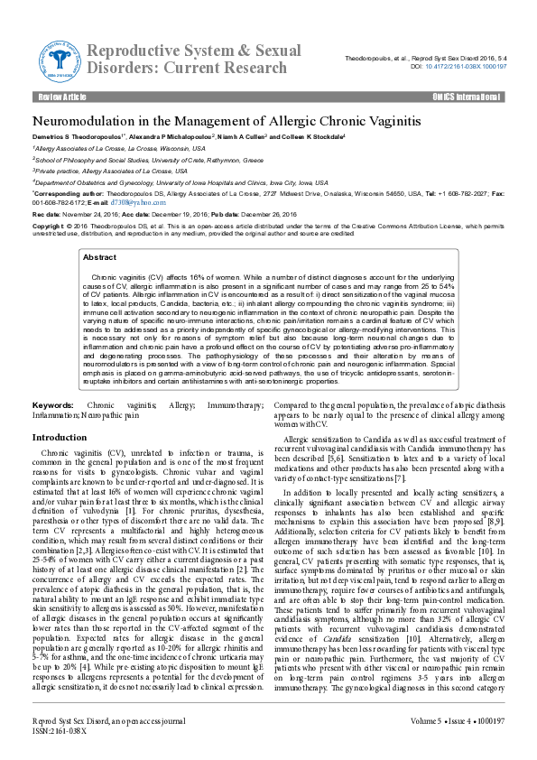 (PDF) Neuromodulation in the Management of Allergic Chronic Vaginitis