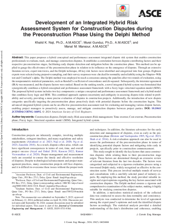 (PDF) Development of an Integrated Hybrid Risk Assessment System for ...