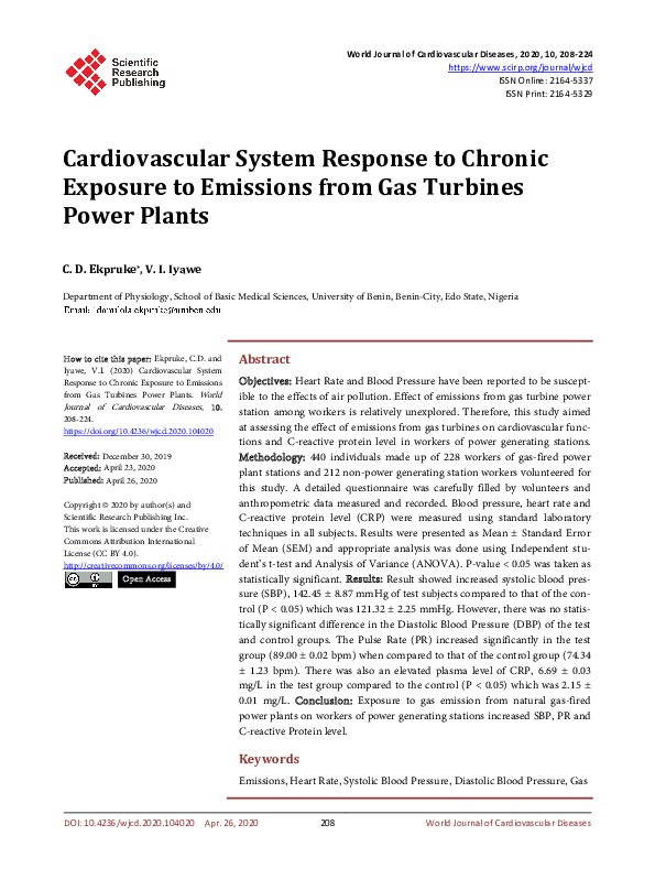 (PDF) Cardiovascular System Response to Chronic Exposure to Emissions ...