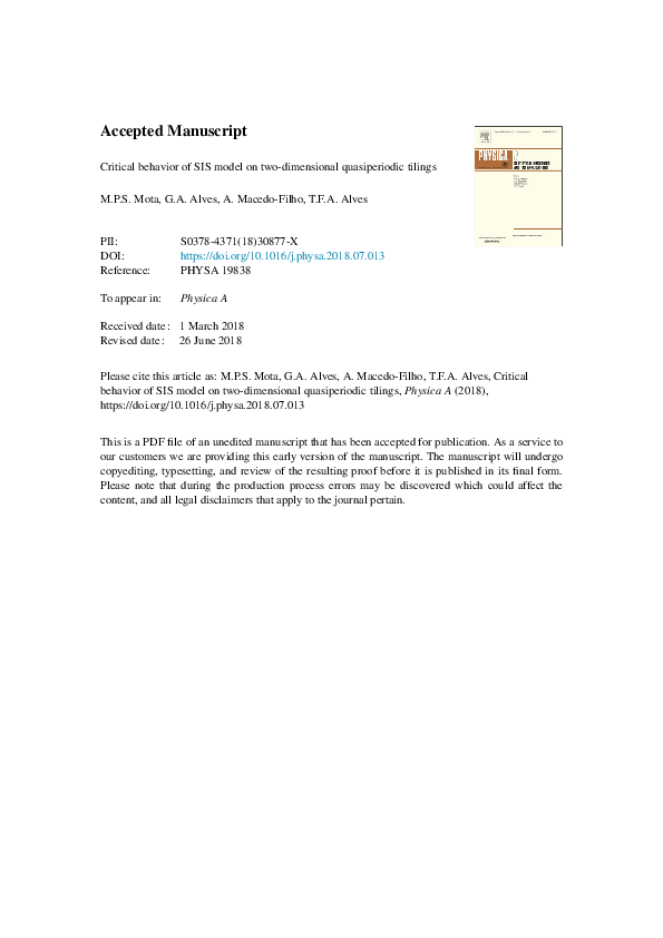 (PDF) Critical behavior of SIS model on two-dimensional quasiperiodic ...