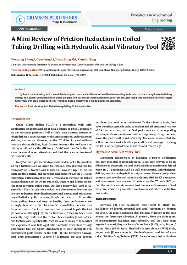(PDF) A Mini Review of Friction Reduction in Coiled Tubing Drilling ...