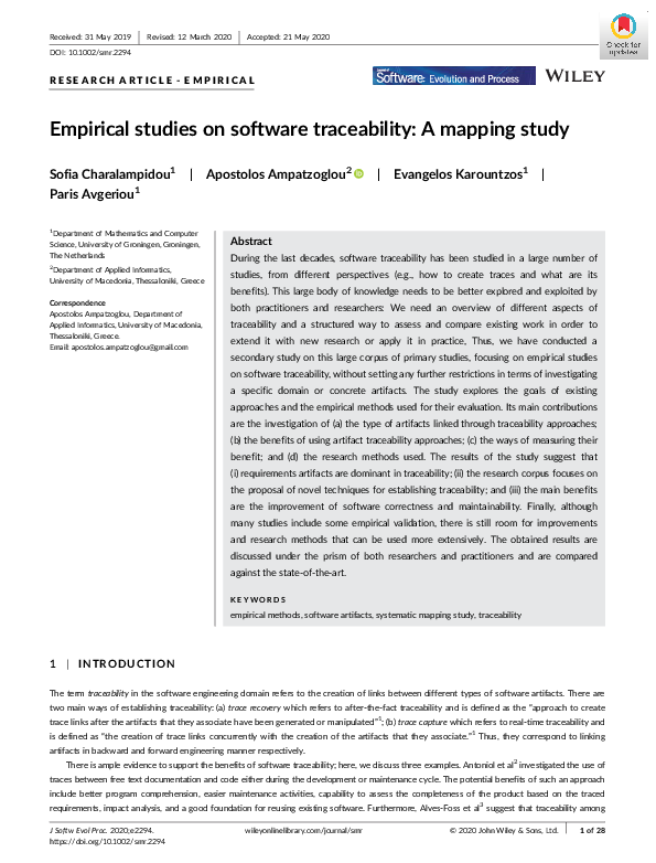 (PDF) Exploring Empirical Studies on Software Traceability