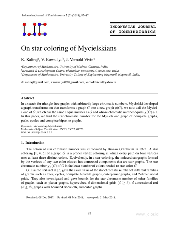 (PDF) On star coloring of Mycielskians