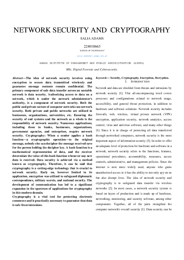 (PDF) NETWORK SECURITY AND CRYPTOGRAPHY