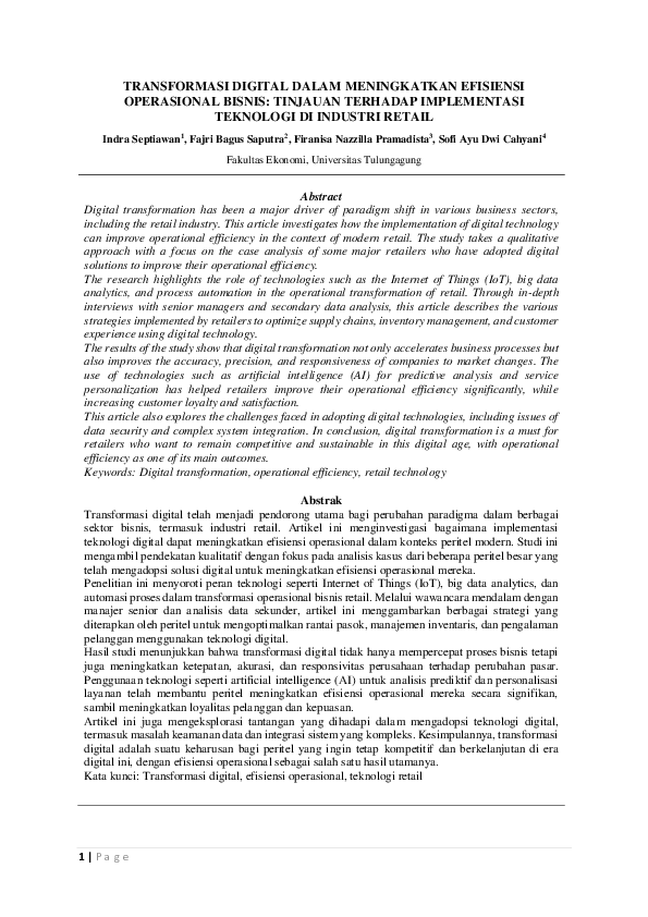 (PDF) TRANSFORMASI DIGITAL DALAM MENINGKATKAN EFISIENSI OPERASIONAL ...