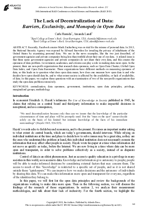 (PDF) The Lack of Decentralization of Data: Barriers, Exclusivity, and ...