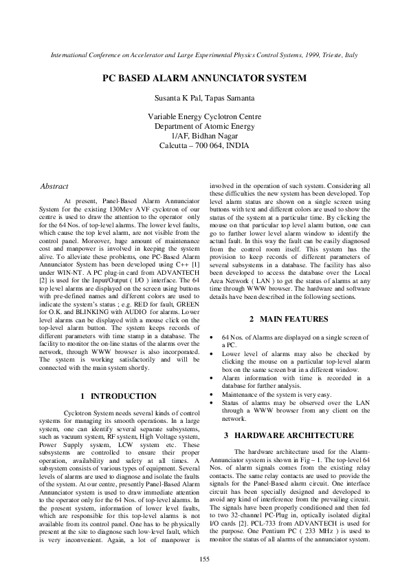 (PDF) PC Based Alarm Annunciator System