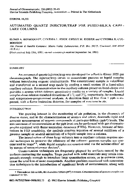 (PDF) Automated quartz injector/trap for fused-silica capillary columns