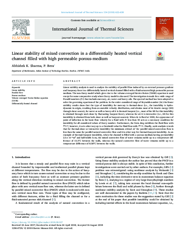 (PDF) Linear stability of mixed convection in a differentially heated vertical channel filled ...