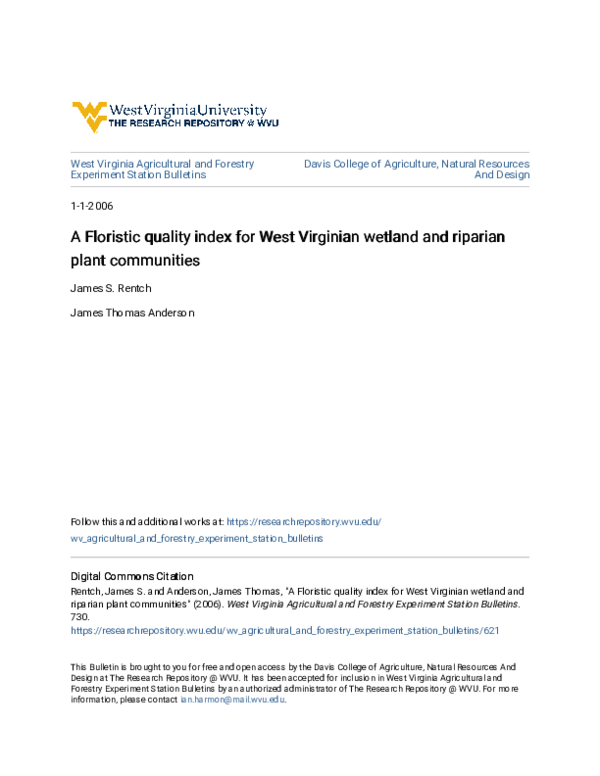 (PDF) A Floristic quality index for West Virginian wetland and riparian ...