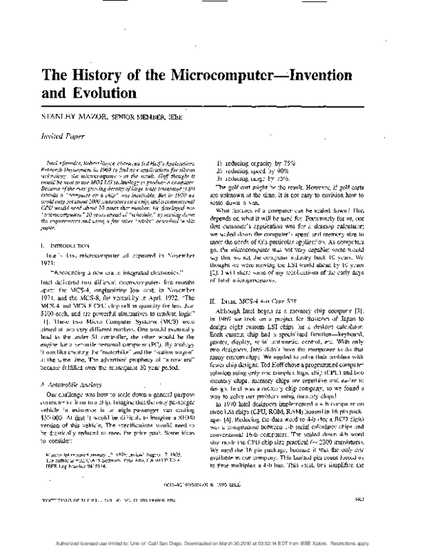(PDF) The history of the microcomputer-invention and evolution