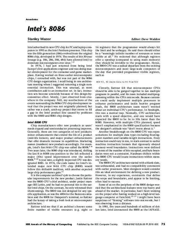 (PDF) Intel's 8086
