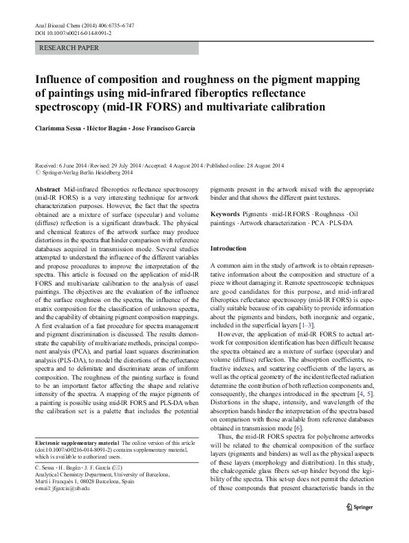 (PDF) Influence of composition and roughness on the pigment mapping of paintings using mid ...