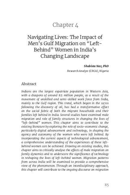 (PDF) Navigating Lives: The Impact of Men's Gulf Migration on "Left ...