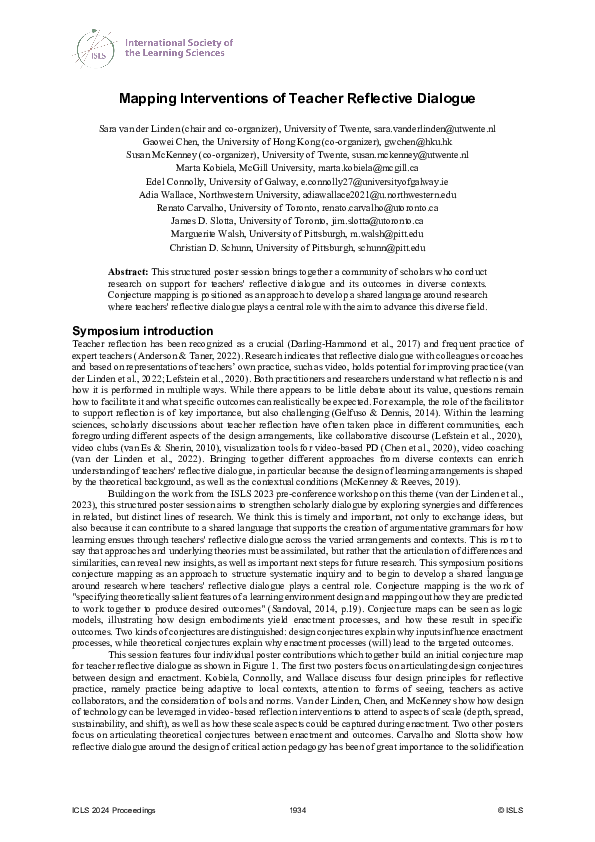 (PDF) Mapping Interventions of Teacher Reflective Dialogue
