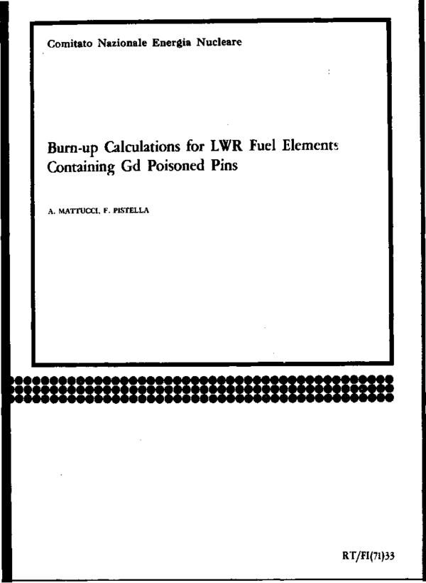 (PDF) A. MATTUCCI, F. PISTELLA "Burn-up Calculation for LWR Fuel ...