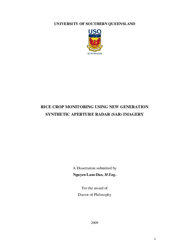 Pdf Rice Crop Monitoring Using New Generation Synthetic Aperture