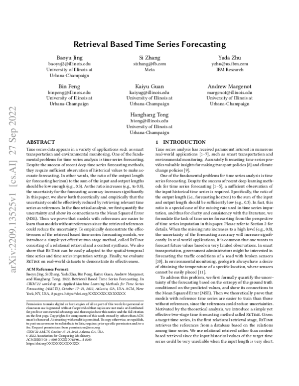 (PDF) Retrieval Based Time Series Forecasting