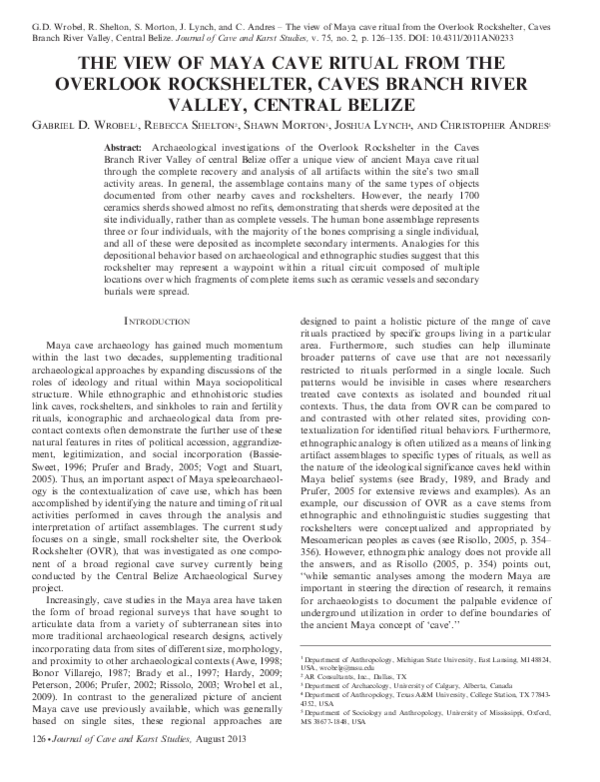 (PDF) The View of Maya Cave Ritual from the Overlook Rockshelter, Caves ...