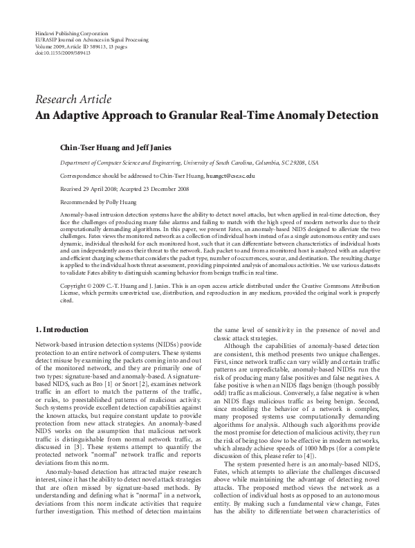 (PDF) An Adaptive Approach to Granular Real-Time Anomaly Detection