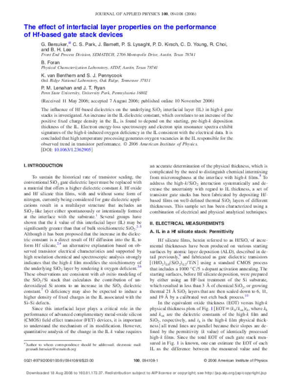 (PDF) The effect of interfacial layer properties on the performance of ...