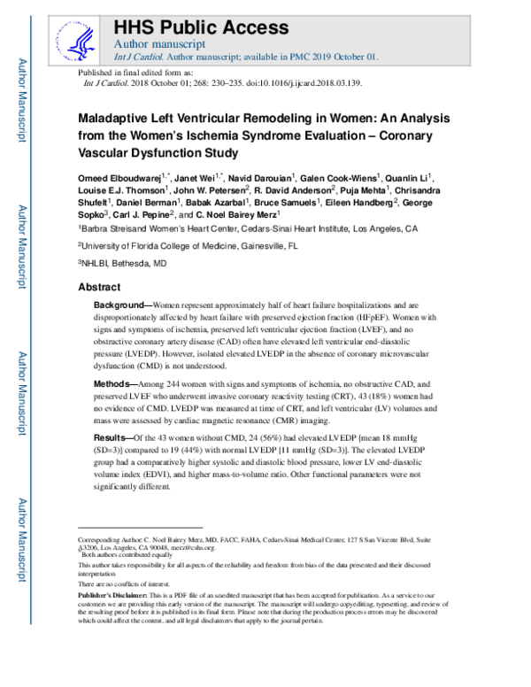 (PDF) Maladaptive left ventricular remodeling in women: An analysis ...