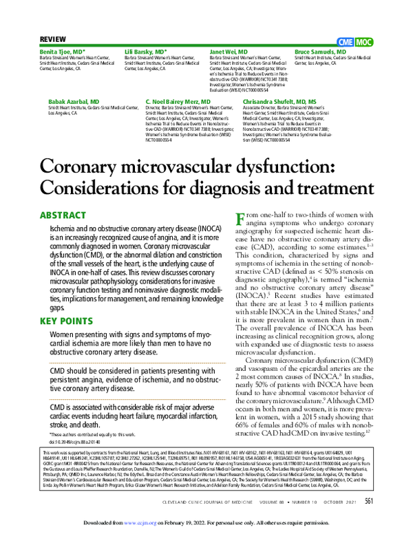 (PDF) Coronary microvascular dysfunction: Considerations for diagnosis ...