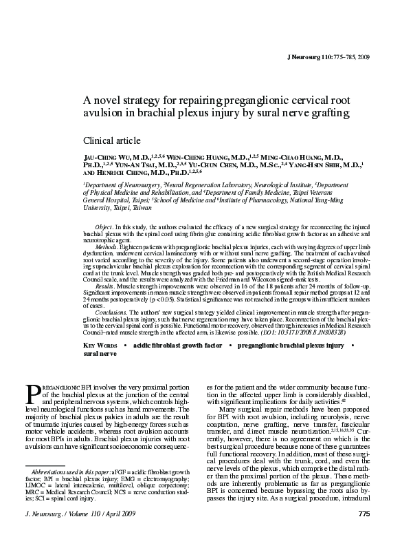 (PDF) A novel strategy for repairing preganglionic cervical root ...