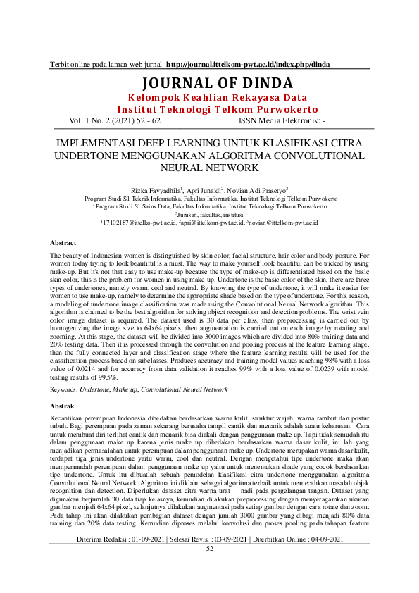 (PDF) Implementasi Deep Learning Untuk Klasifikasi Citra Undertone Menggunakan Algoritma ...