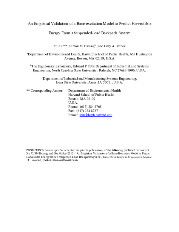(PDF) An empirical validation of a base-excitation model to predict ...