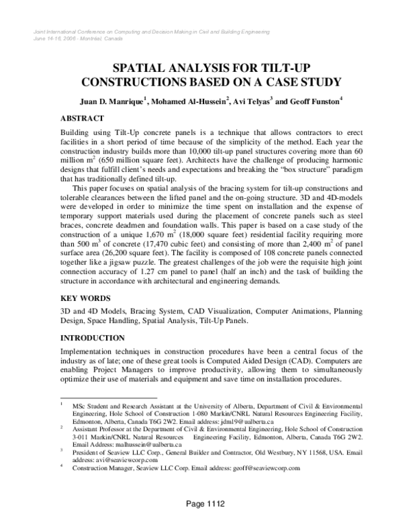 (PDF) Spatial Analysis for Tilt-Up Constructions Based on a Case Study