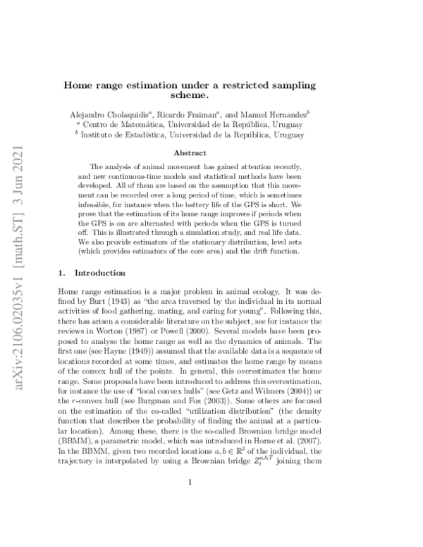(PDF) Home range estimation under a restricted sampling scheme
