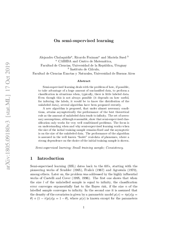(PDF) Semi-supervised learning: When and why it works