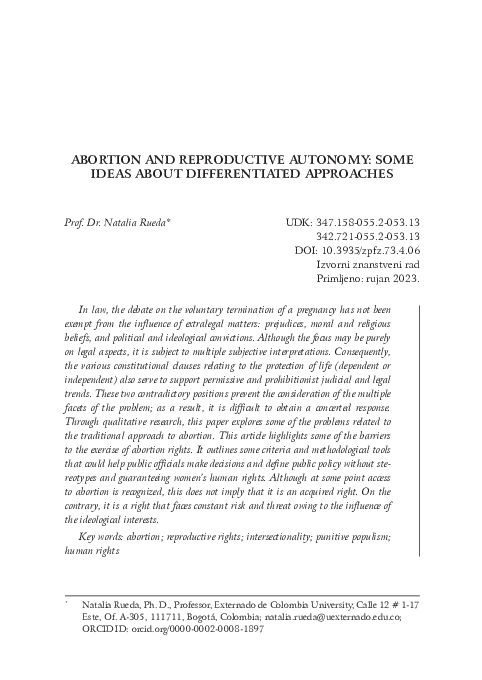 (PDF) Abortion and Reproductive Autonomy:Some ideas about ...