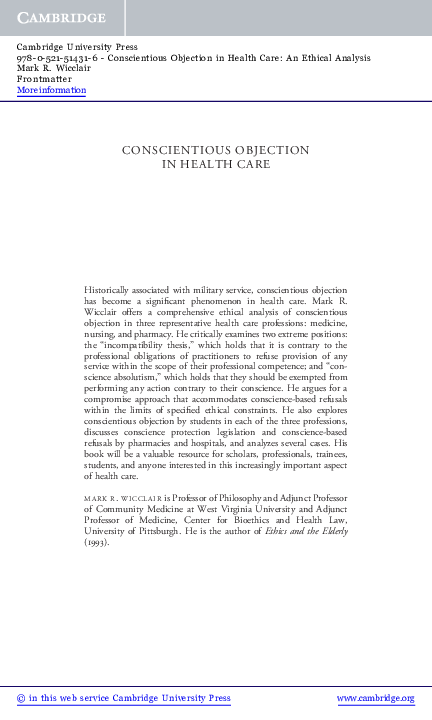 (PDF) Conscientious Objection in Health Care
