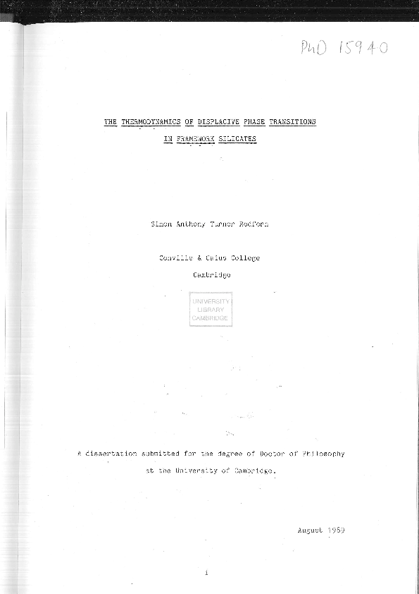 (PDF) The thermodynamics of displacive phase transitions in framework ...