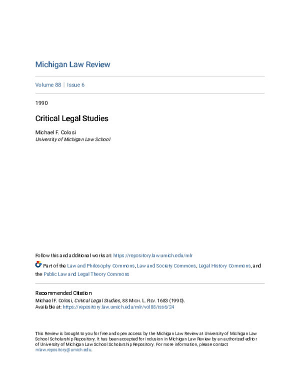 (PDF) Critical Legal Studies
