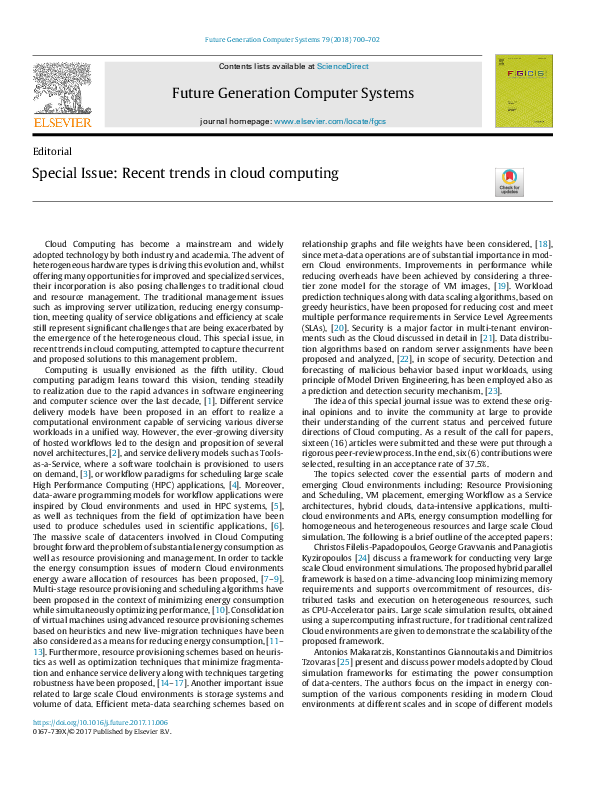 (PDF) Special Issue: Recent trends in cloud computing
